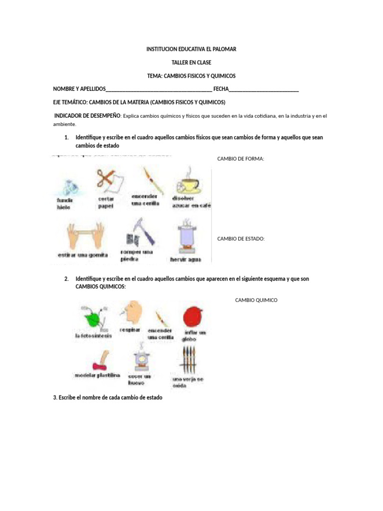Cambios Físicos y Químicos para Niños | PDF | Química | Ciencias fisicas
