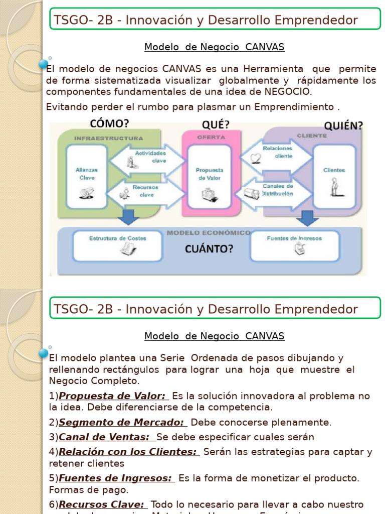 TSGO - 2B - Innova y Des Emprendedor-CANVAS | PDF | Modelo de negocio | Iniciativa empresarial