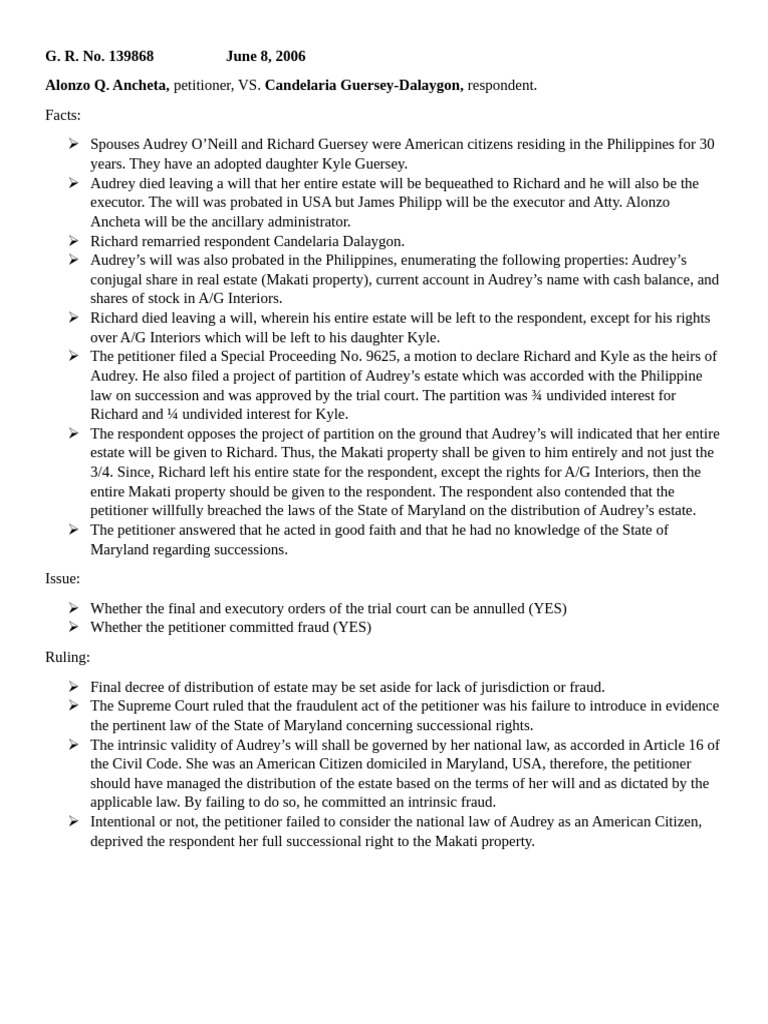 Ancheta v Guersey-dalaygon | PDF | Fraud | Judiciaries