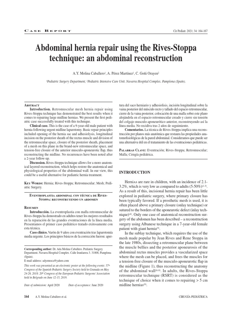 Abdominal Hernia Repair Using The Rives-Stoppa 2021 | PDF | Abdomen