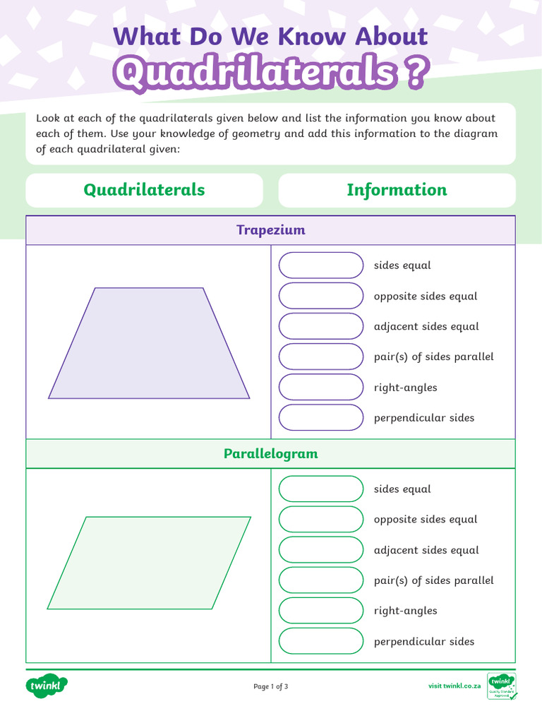 What Do We Know About Quadrilaterals | PDF | Perpendicular | Geometric ...