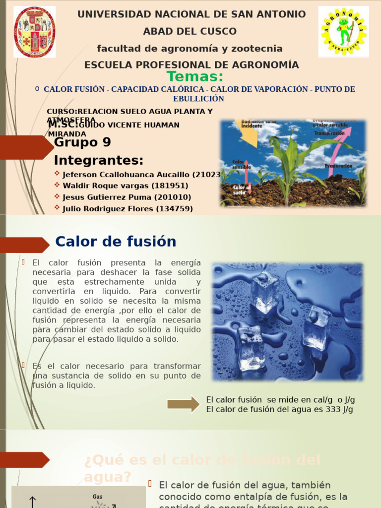 Calor de Fusión | PDF | Agua | Evaporación