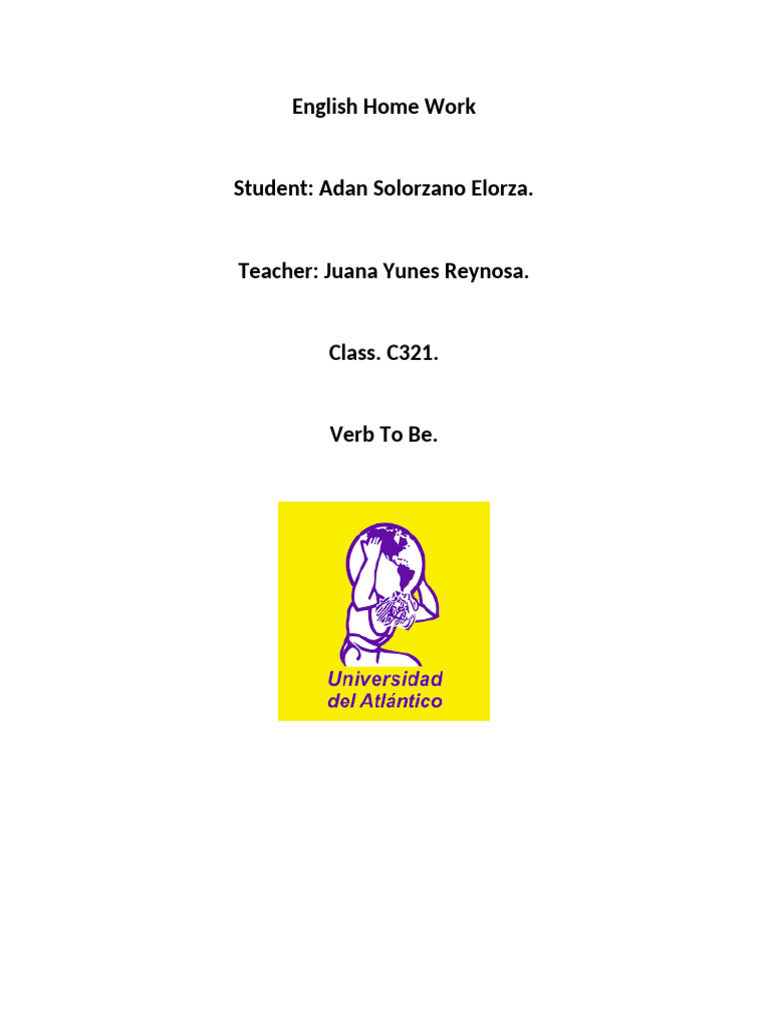 English Homework: Verb To Be Exercises | PDF