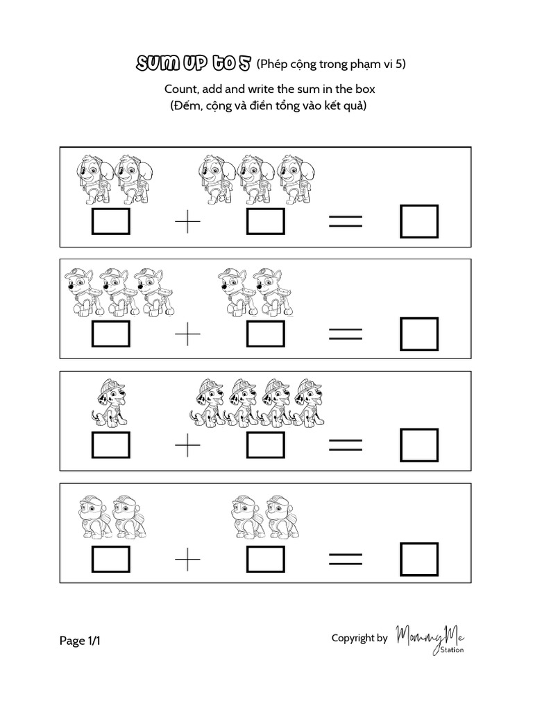MMS-Addition-Sum-up-to-5-Free-Worksheet-PAw-Patrol | PDF