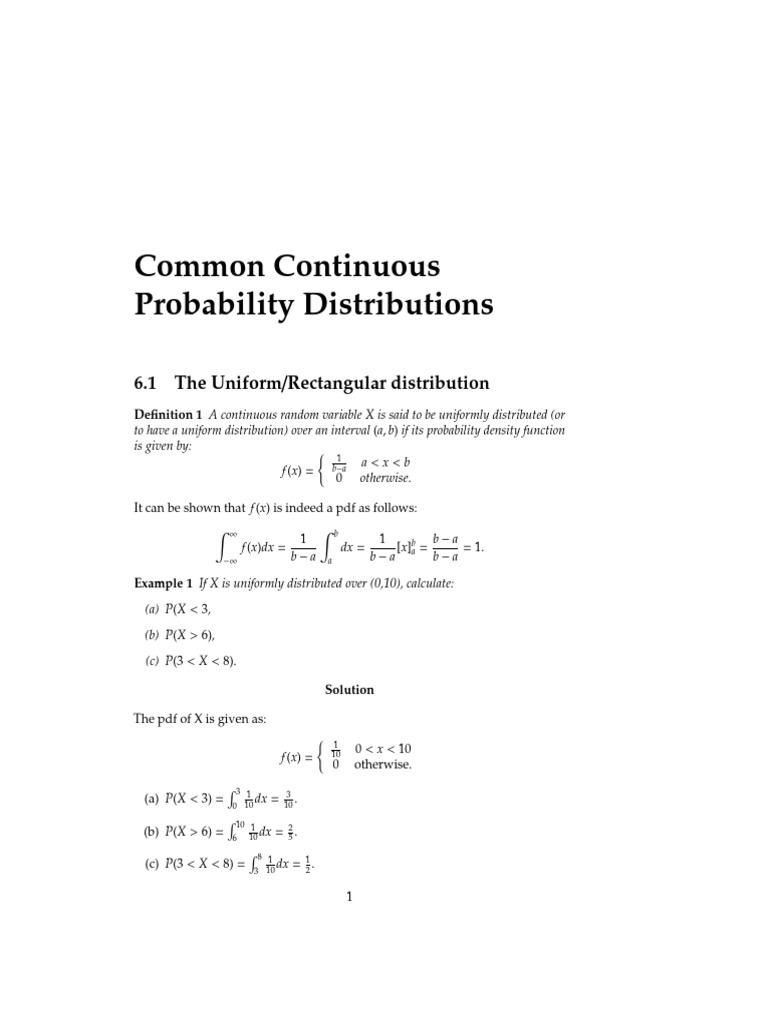 Topic 4B Common Continuous Distributions | PDF | Normal Distribution ...