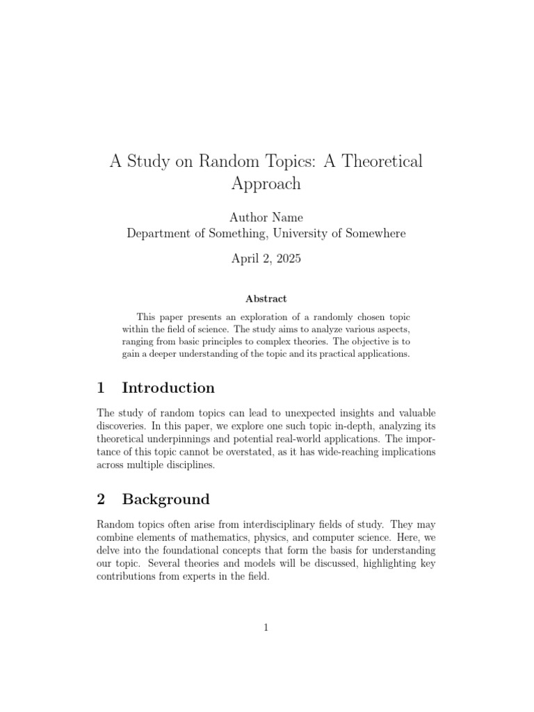A Study On Random Topics: A Theoretical Approach | PDF | Theory ...
