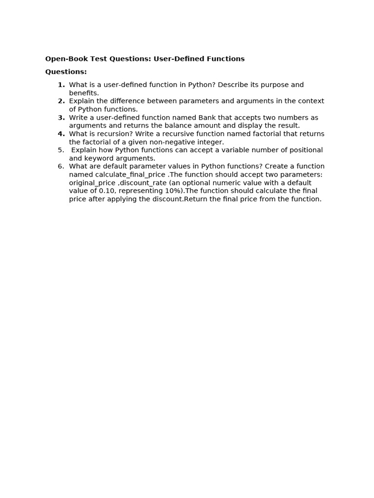 Open Book Test | PDF