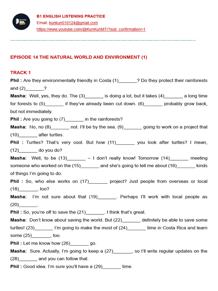 B1 English Listening: Nature & Environment | PDF | Rain | Water
