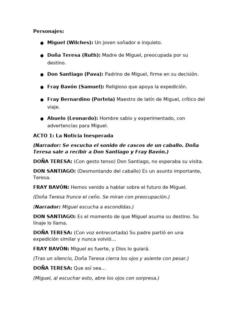 Obra de Teatro La Partida de Miguel | PDF