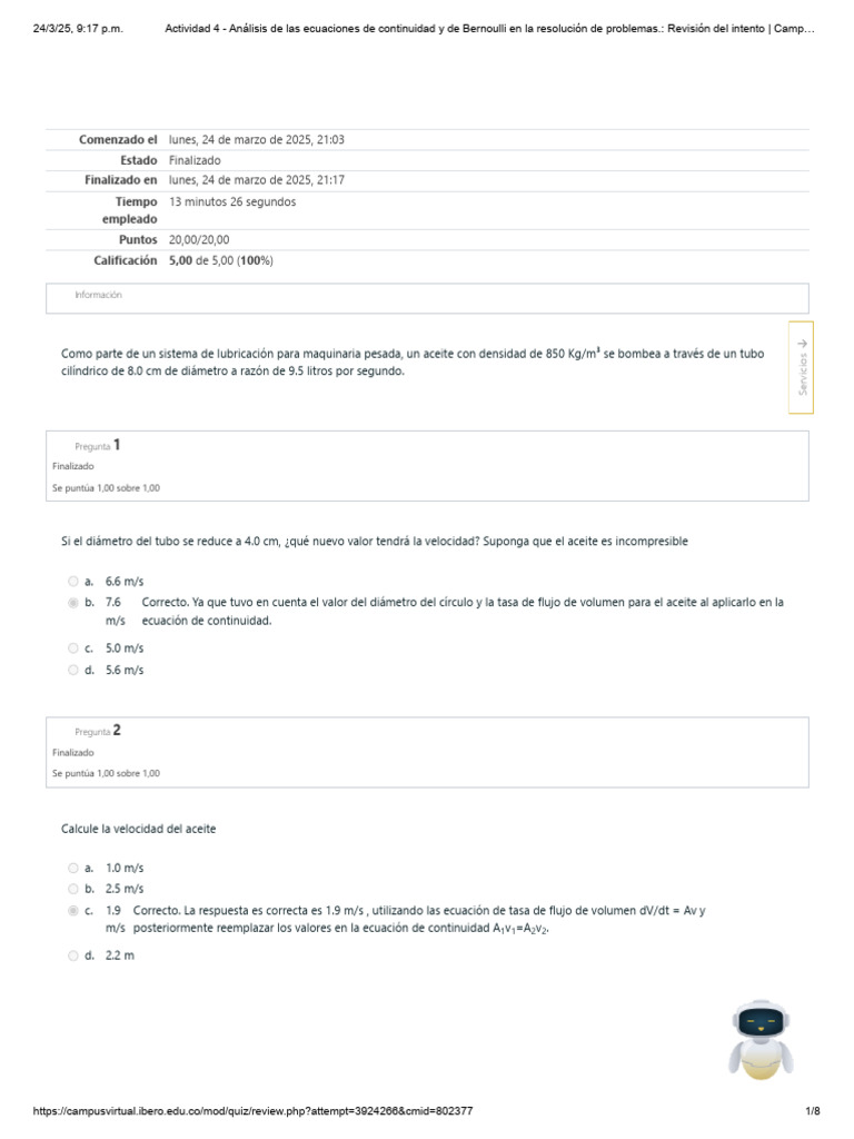 Actividad 4 - Análisis de Las Ecuaciones de Continuidad y de Bernoulli en La Resolución de ...