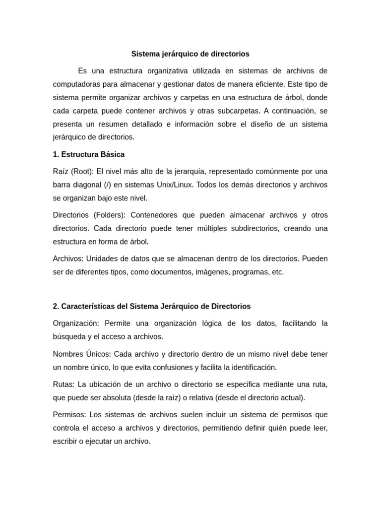 Sistema Jerárquico de Directorios | PDF | Archivo de computadora ...