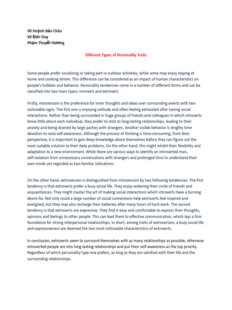 Classification - Bảo Châu, Đức Duy, Thuyết Hương | PDF | Extraversion And Introversion ...