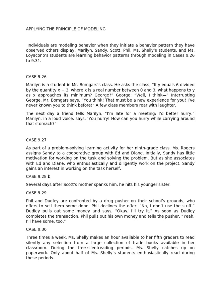 Applying The Principle of Modeling | PDF | Behavior Modification ...