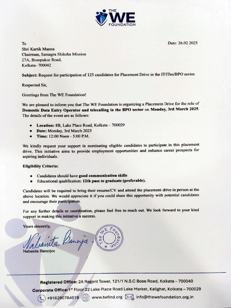 Letter For Chairman | PDF