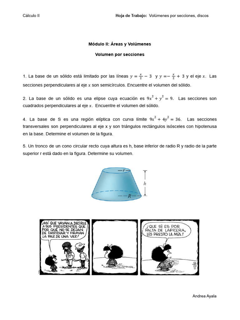 Módulo II: Áreas y Volúmenes Volumen Por Secciones | PDF