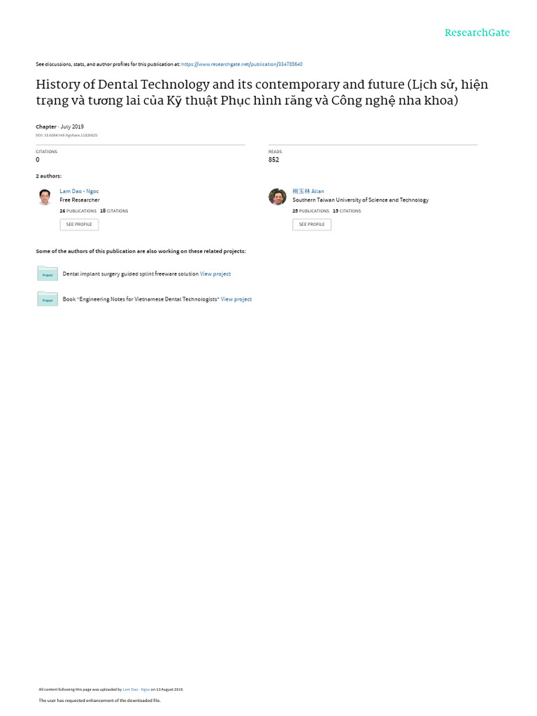 History of Dental Technology and Its Contemporary and Future (L CHS, Hi ...