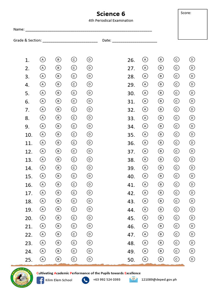 Answer Sheets Science | PDF