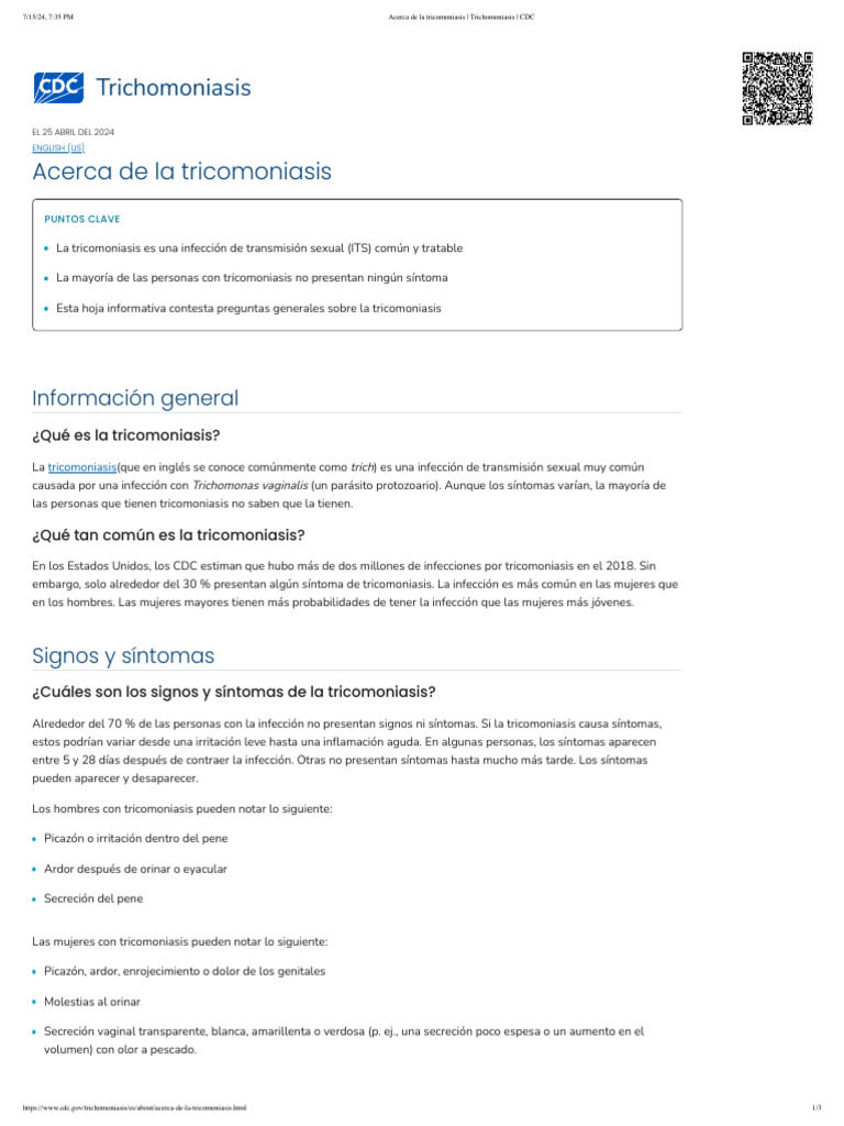 Acerca de La Tricomoniasis - Trichomoniasis - CDC | PDF | Vagina ...