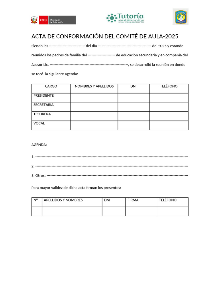 Acta de Conformación Del Comité de Aula | PDF