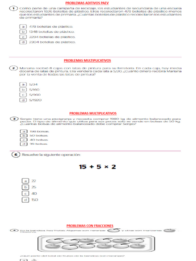 Problemas de Prueba Diagnostica Matematica | PDF