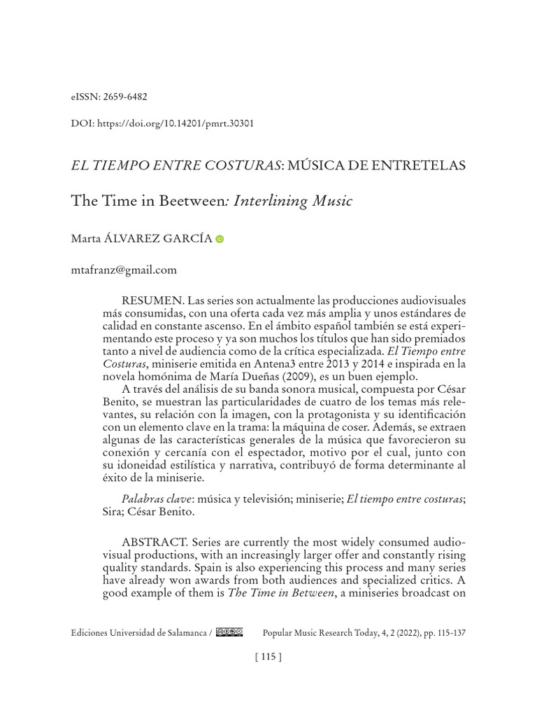 El Tiempo Entre Costuras Musica de Entretelas | PDF | Acorde (Música ...