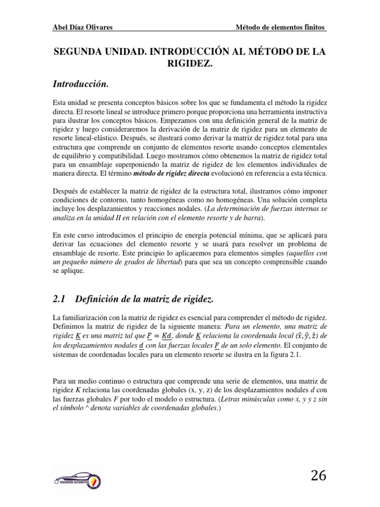 Unidad II Introduccion al metodo de la rigidez | PDF | Matriz (Matemáticas) | Método de ...