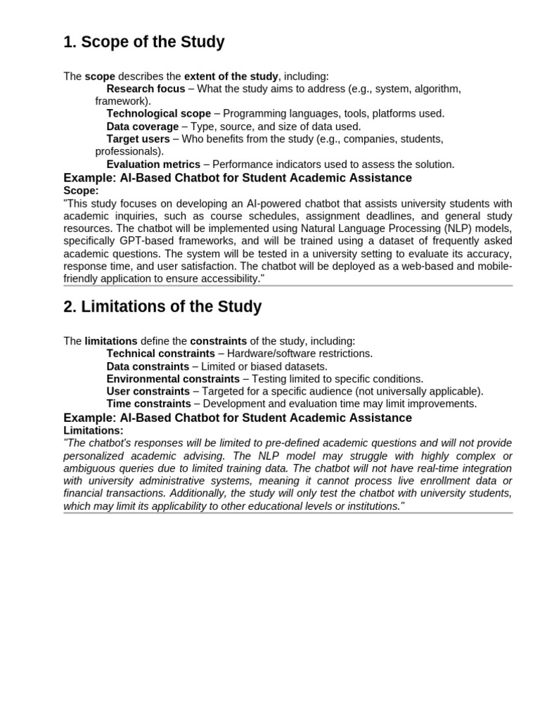 Writing The Scope and Limitation of The Study | PDF