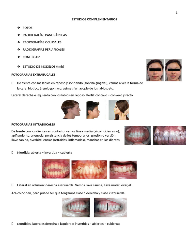 Estudios Complementarios y Estudio de Modelo | PDF | Ramas de Odontología | Boca