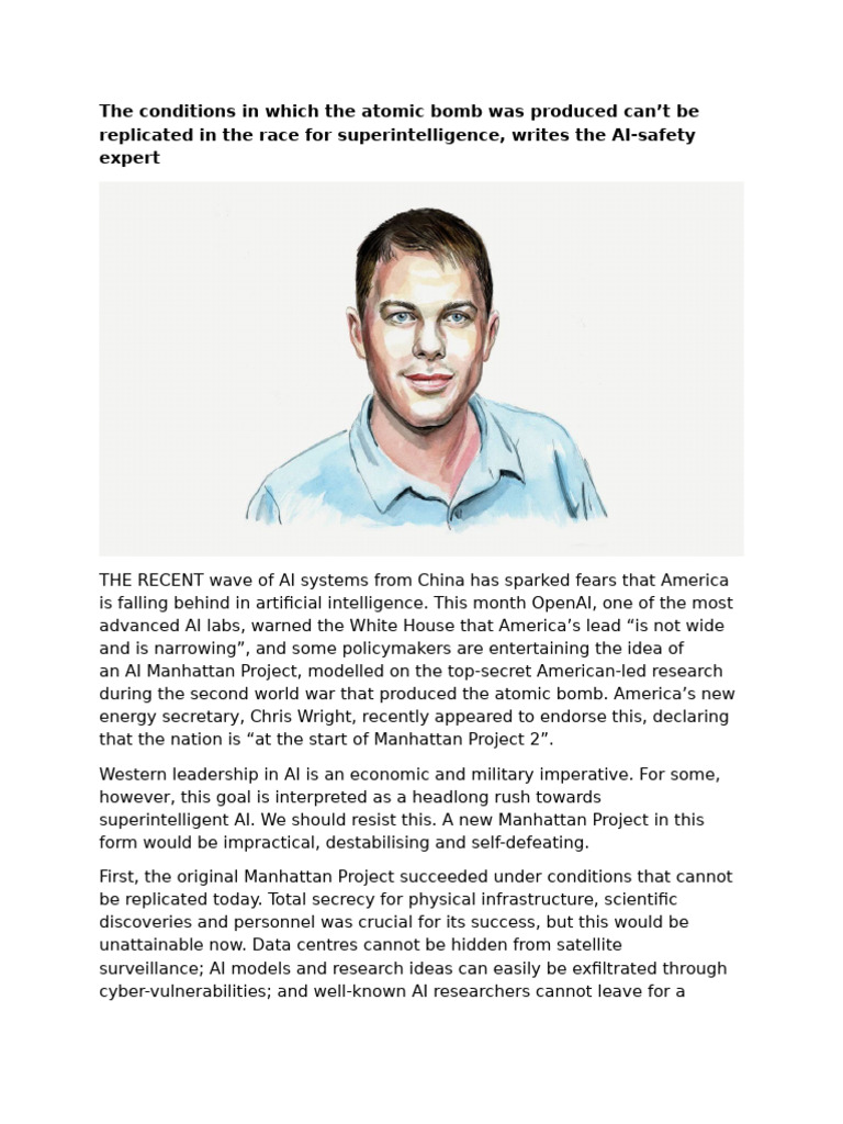 Dan Hendrycks Warns America Against Launching A Manhattan Project For ...