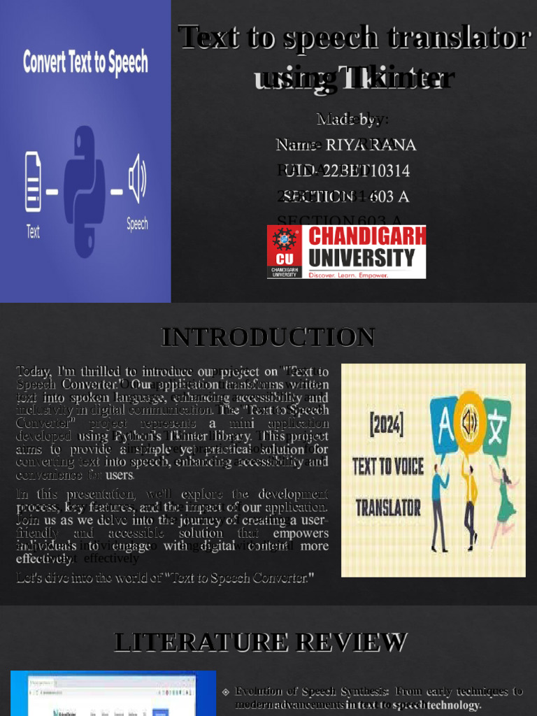 Text To Speech Translator | PDF | Speech Synthesis | Graphical User Interfaces