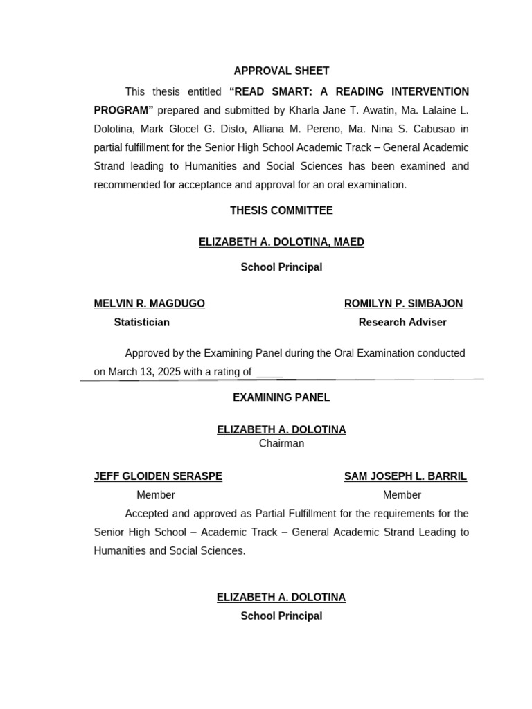 Approval Sheet | PDF