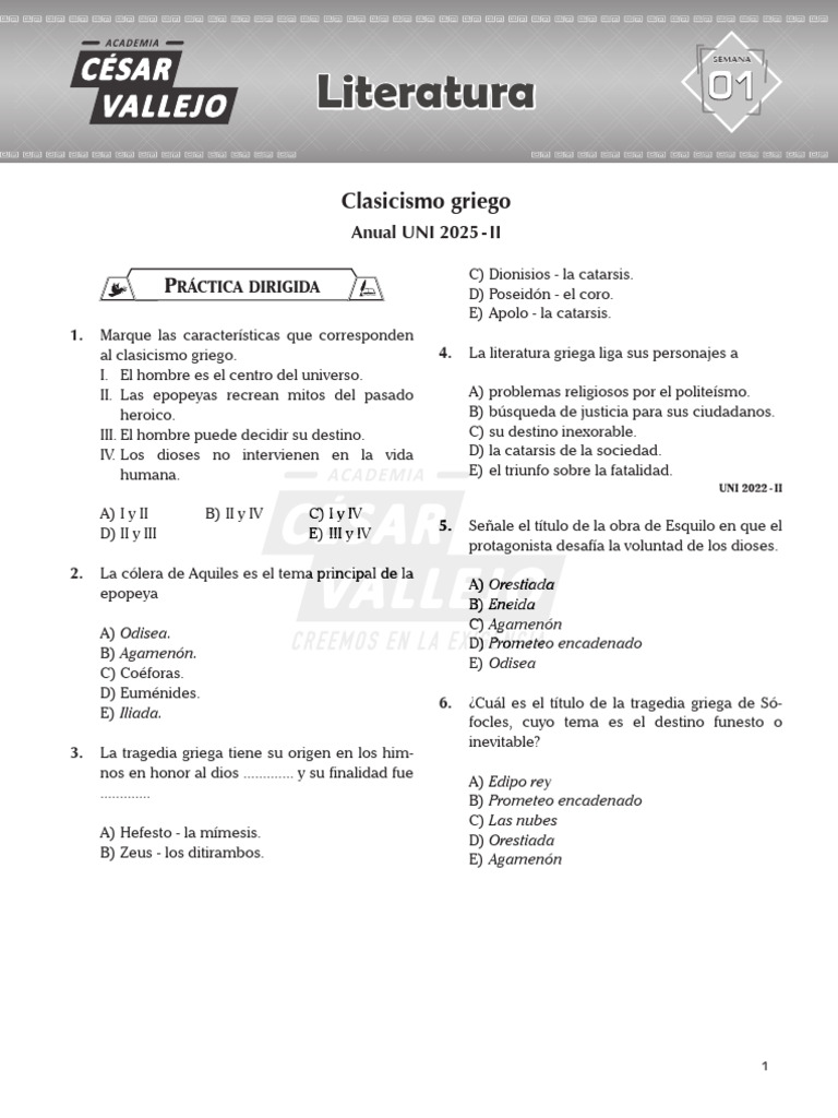 LI ACV Dir Sem01 | PDF | Oresteia | Tragedia