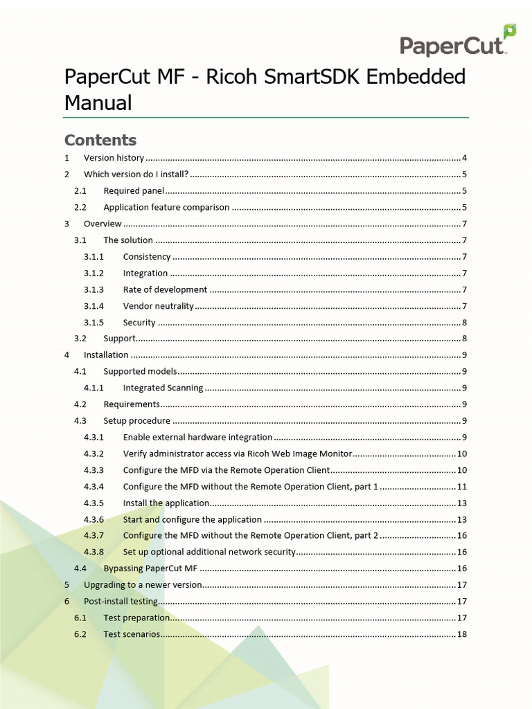 Papercut MF Ricoh SmartSDK - Embedded Manual | PDF | Computer Network ...