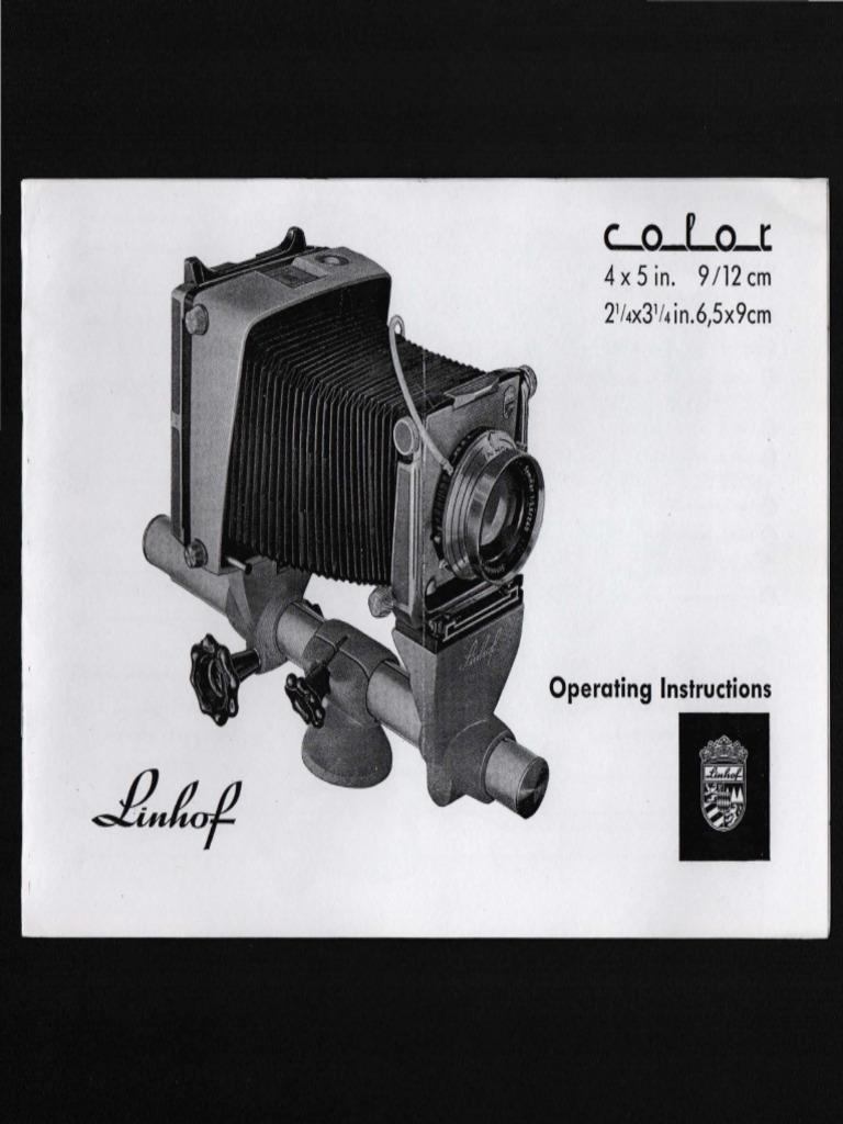 Linhof Kardan Color 4x5 Operating Instructions Manual - English ...