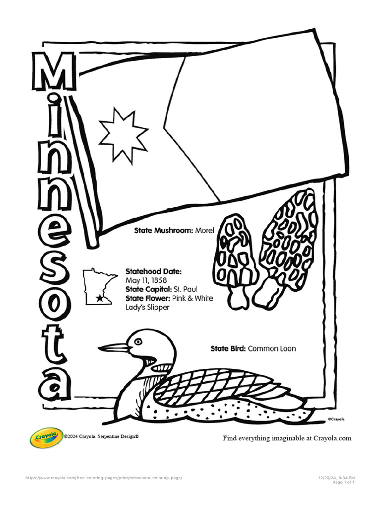 Minnesota Coloring Pages Collection | PDF