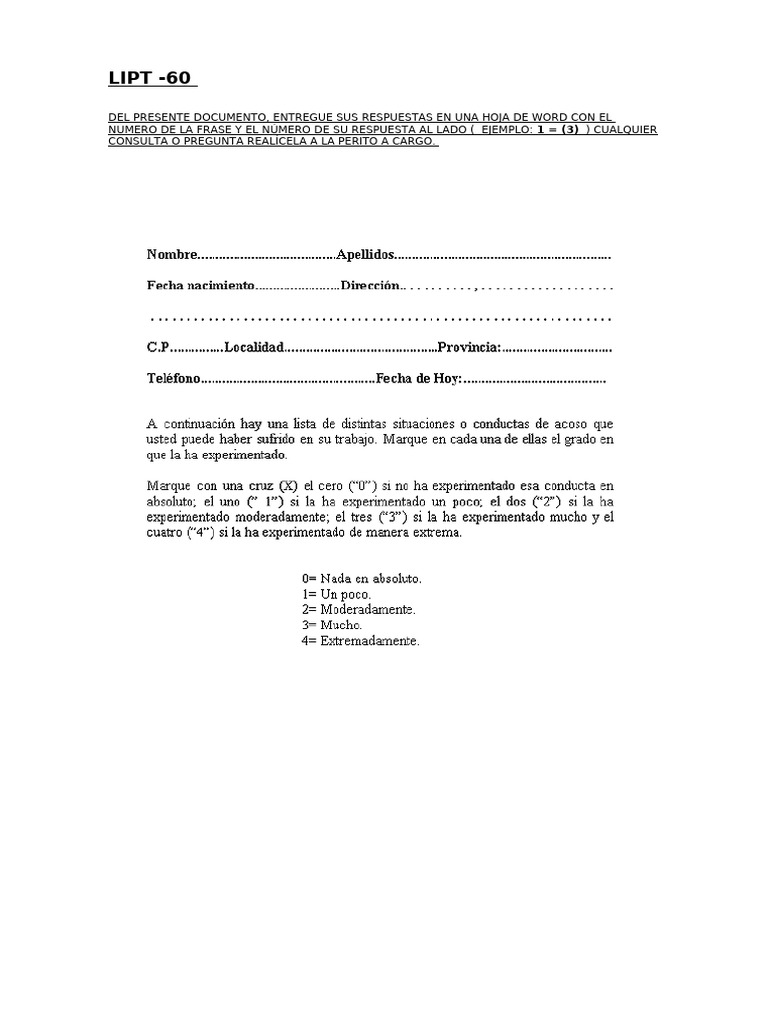 Planilla Lipt - 60 | PDF