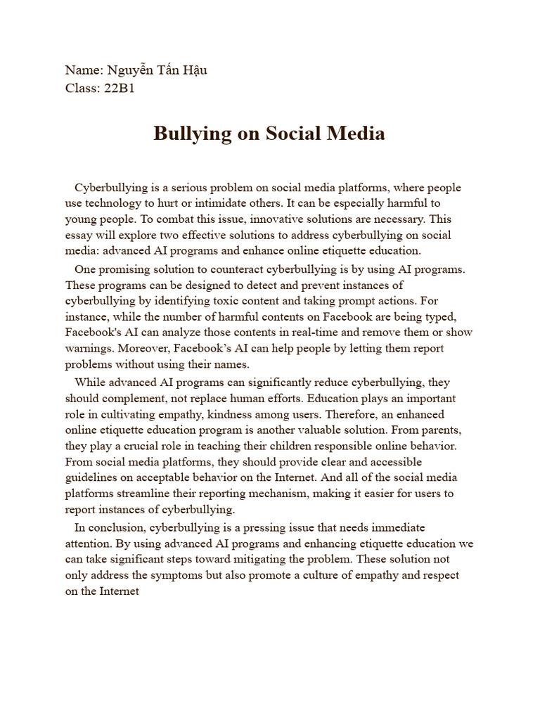 Bullying On Social Media | PDF