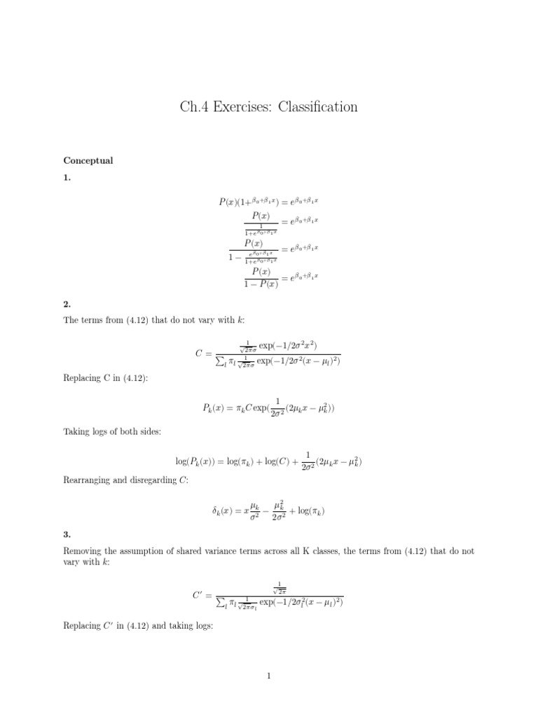ISLR solutions——Classification | PDF | Errors And Residuals | Degrees Of Freedom (Statistics)