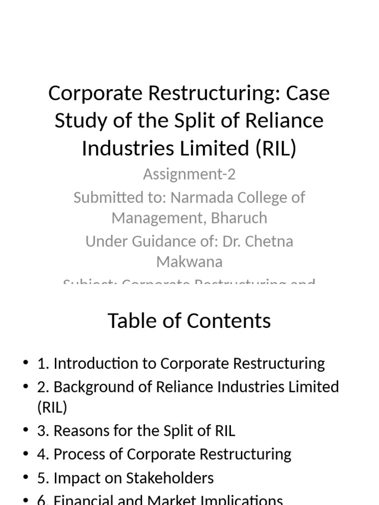 RIL Corporate Restructuring Case Study | PDF
