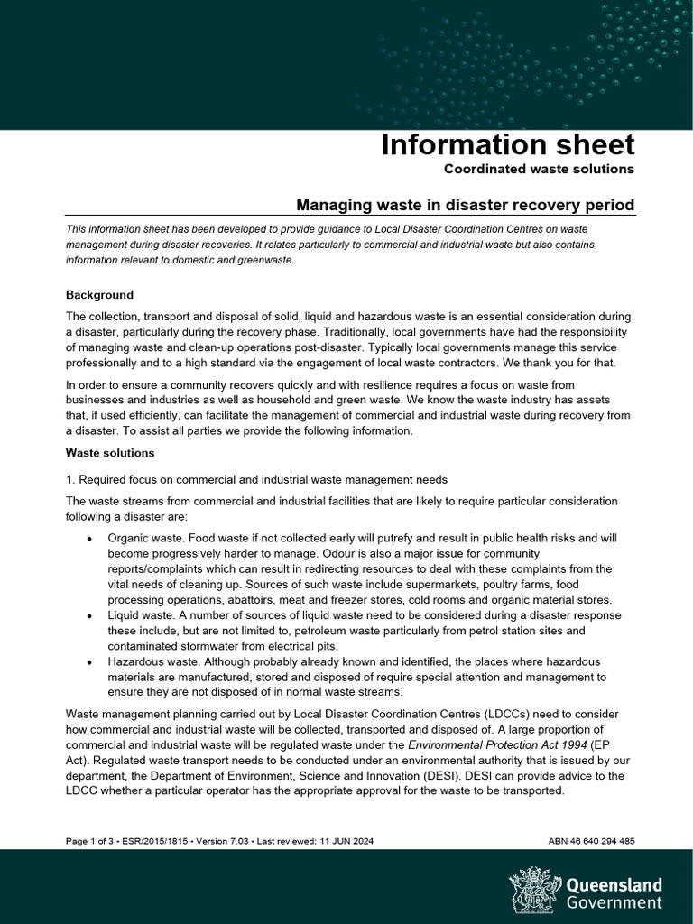 Waste Management in Disaster Recovery | PDF | Waste | Waste Management