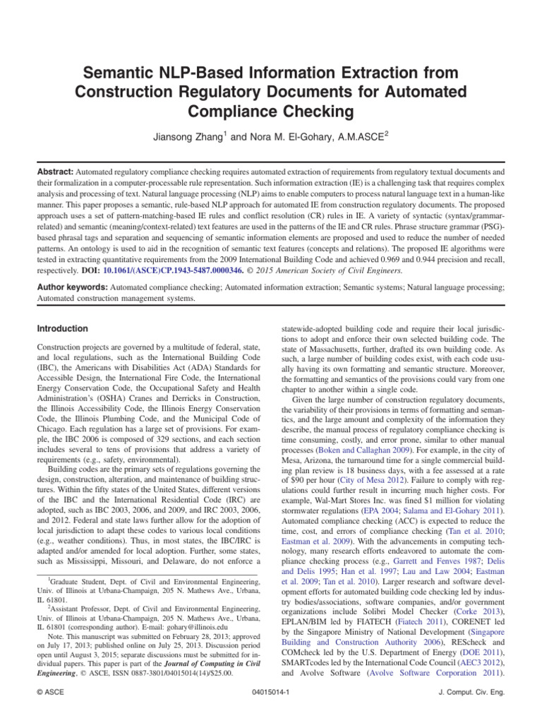 Semantic NLP-Based Information Extraction From Construction Regulatory Documents For Automated ...