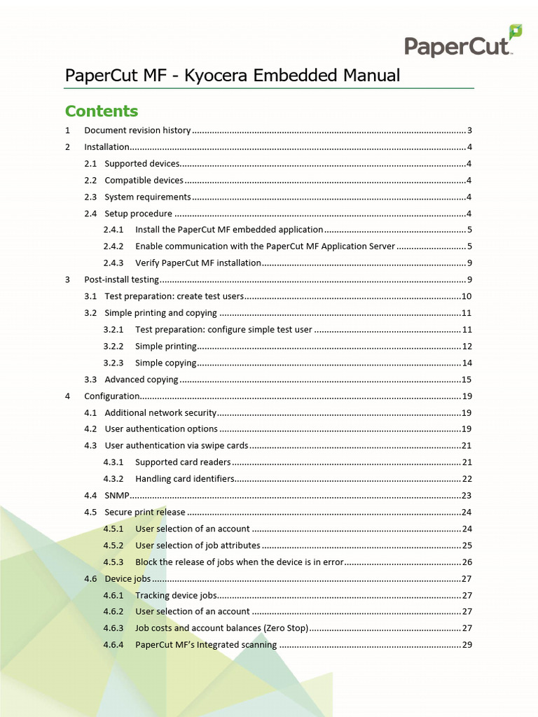 PaperCut MF Kyocera Embedded Manual | PDF | Personal Identification ...