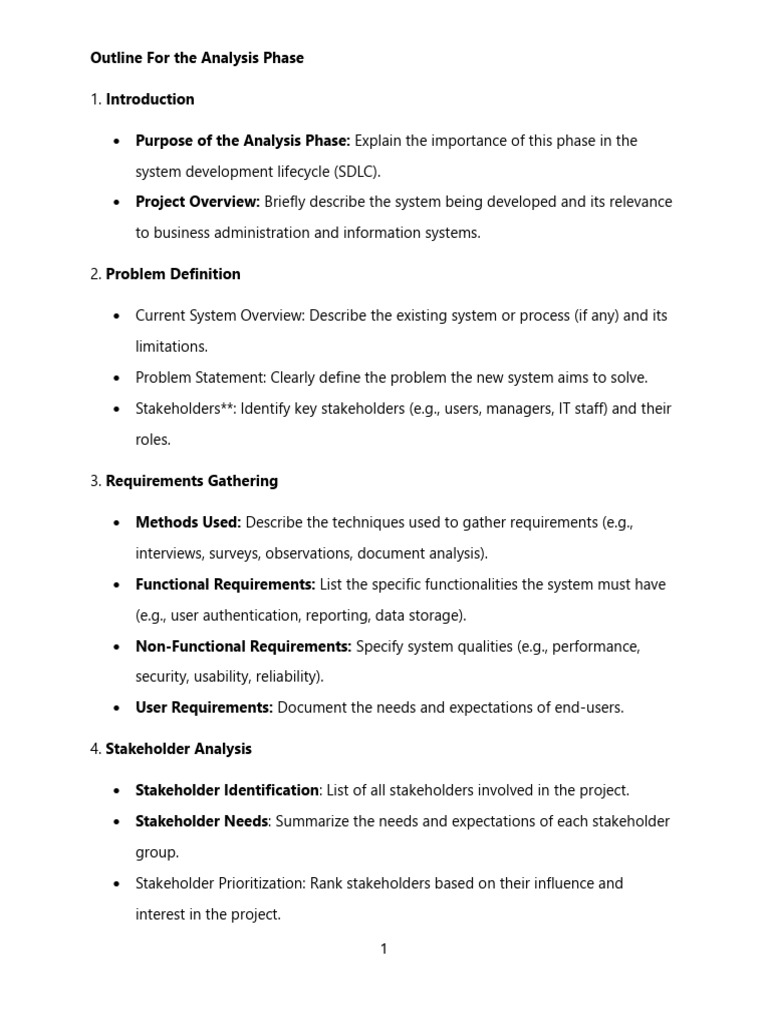 Outline For The Analysis Phase | PDF | System | Systems Engineering