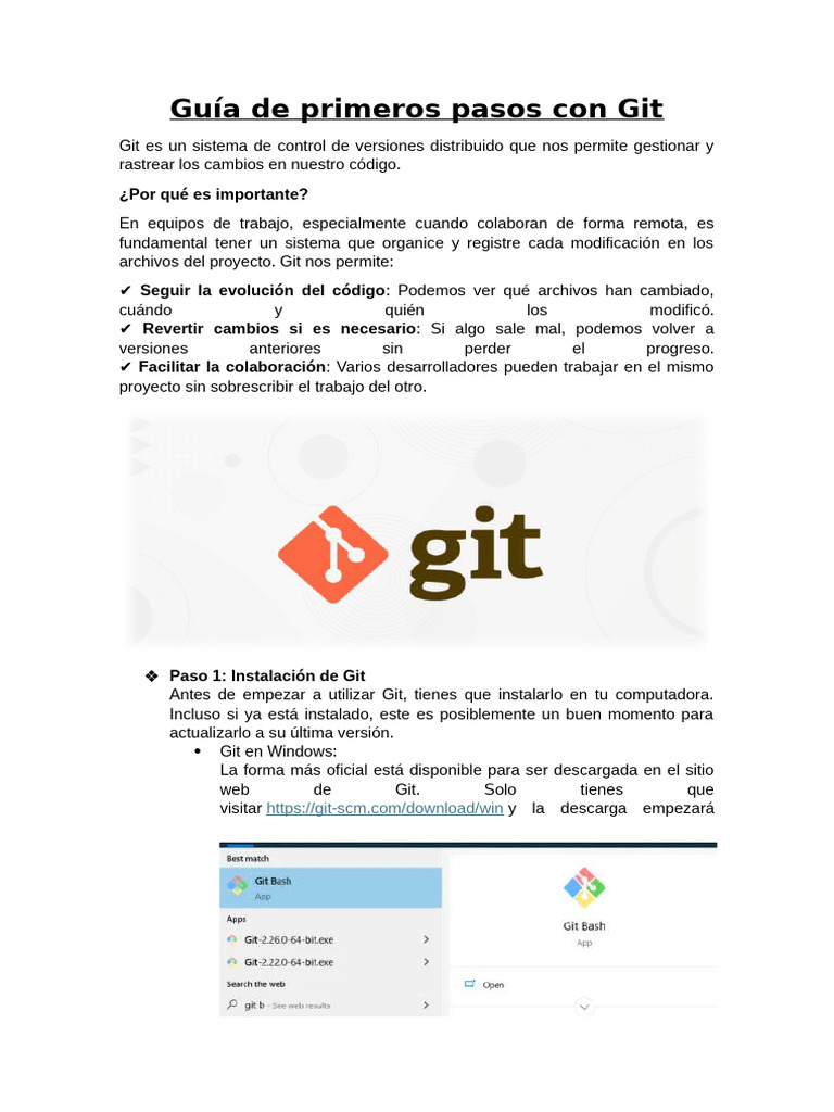 Guía de Primeros Pasos Con Git Docx | PDF | Software del sistema | Linux