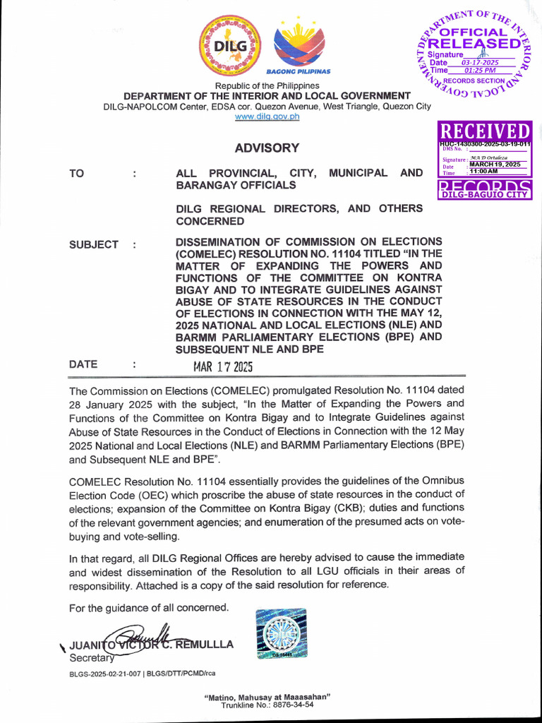 Comelec Resolution No. 11104 | PDF | Government | Justice