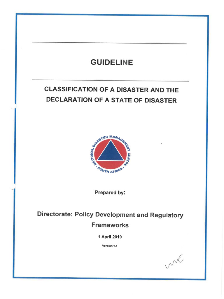 Guideline Classification Disaster and Declaration State Disaster | PDF
