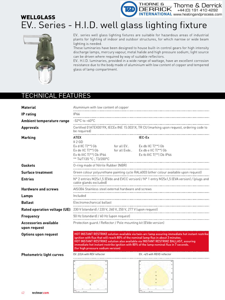 EV Series Hazardous Area Lighting Fixtures | PDF | Lighting | Mercury ...
