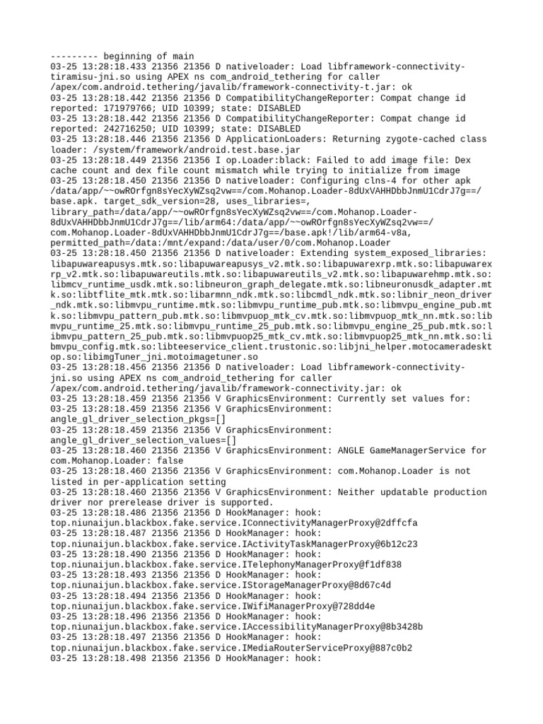 Com.mohanop.loader Logcat | PDF | Computer Architecture | Operating System Technology