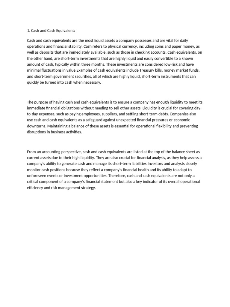 Understanding Cash and Cash Equivalents | PDF