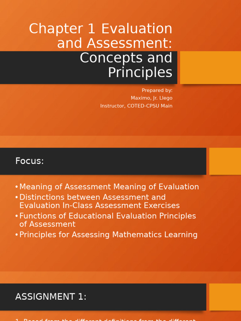 Chapter 1 Assign. 1task1. Evaluation Assessment Concepts Principles | PDF